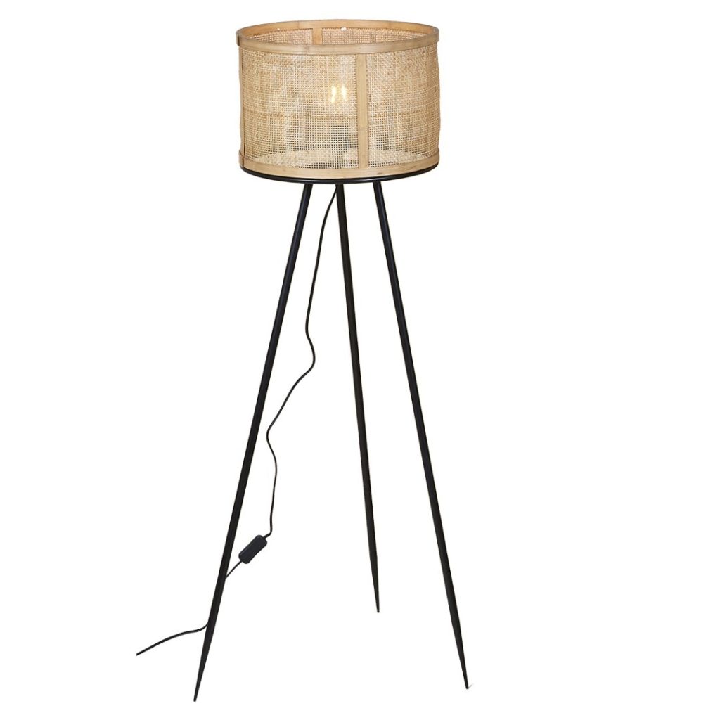Lampadaire métal et cannage