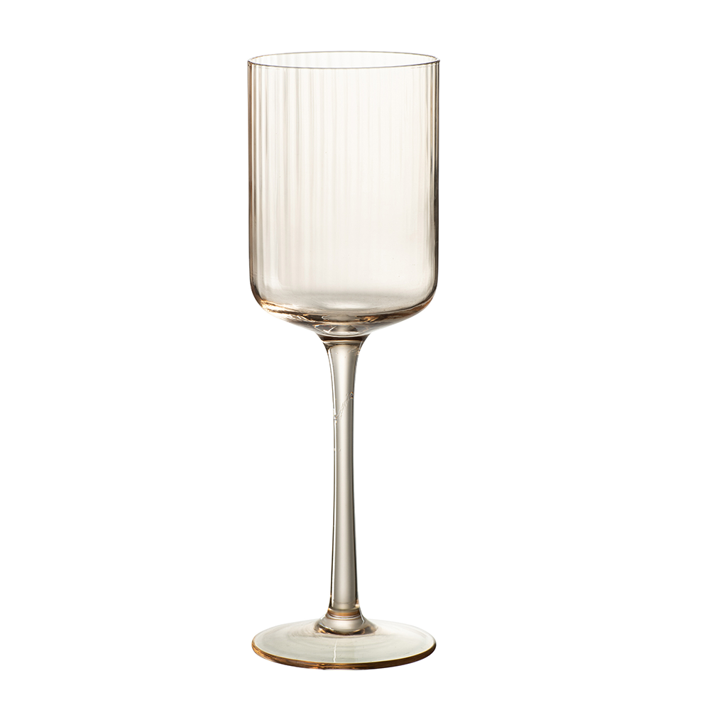 Verre à pied strié - Rose ambré