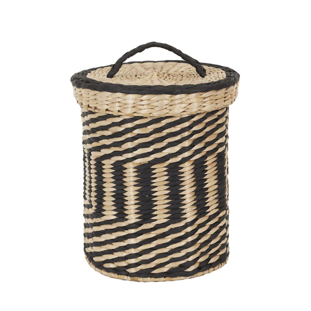 Panier avec couvercle - Naturel et noir